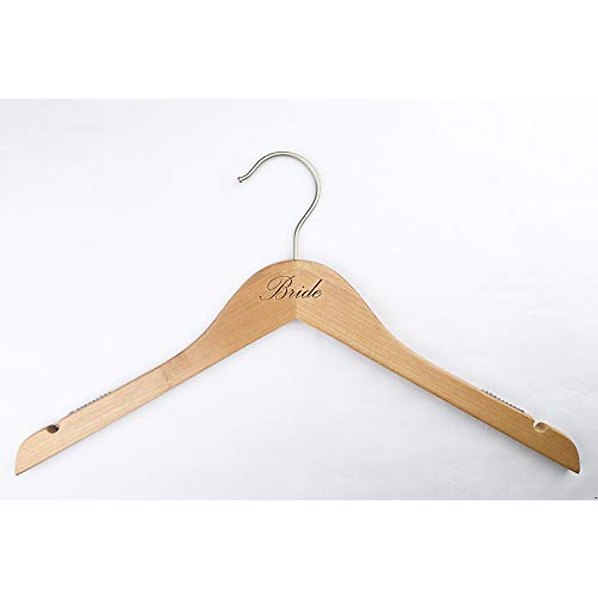 NAHANCO B20017ENG Bridal Hanger, Natural Wood Hanger Engraved with (Bride), 17” (1 Piece), Natural w/Engraved Print