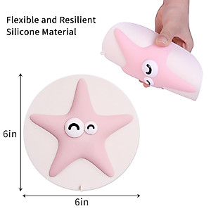 Bathtub Stopper Drain Plug Cover - Silicone Bath Tub Stopper Shower Drain Cover, Drain Cover, Flat Drain Plug for Kitchen, Bathtub and Laundry, Seastar Bathroom Accessories, 6 Inches, Pink