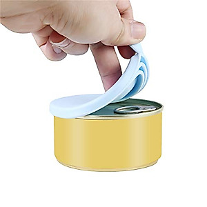 SLSON 2 Pack Pet Food Can Cover Universal Silicone Cat Dog Food Can Lids 1 Fit 3 Standard Size Can Tops with 2 Spoons,Light Blue and Green