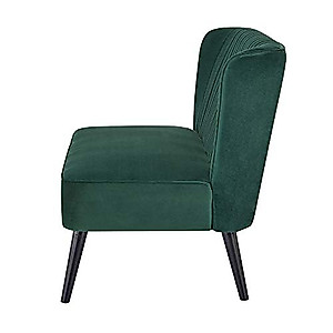 GIA Furniture Home Series Mid-Century Modern Armless Velvet Loveseat with Stripe Back, Love Seat, Green