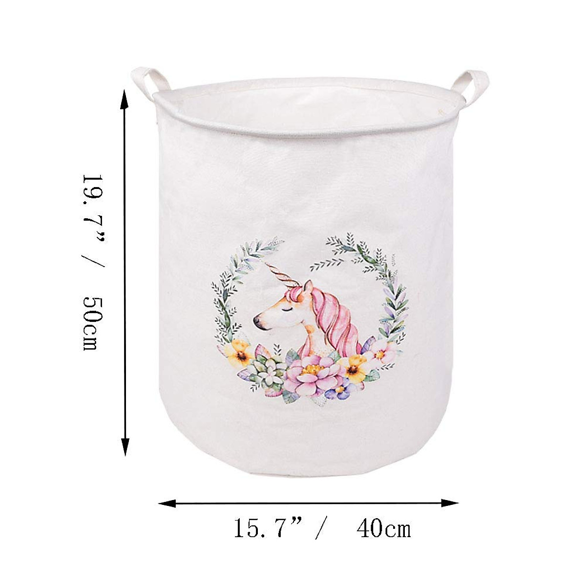 SDAIGC Collapsible Unicorn Laundry Basket, Blondie Canvas Waterproof Round Storage Hamper, Clothes Toys Organizer Basket, Cute Kids Gift Basket (Art Unicorn)
