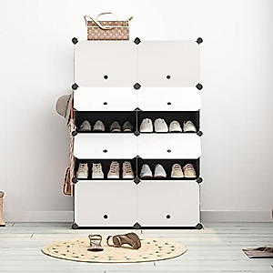 Aeitc Shoe Rack Organizer Shoe Organizer Shoe Storage Cabinet Narrow Standing Stackable Space Saver Shoe Rack (32 pairs, White)