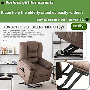 Altillo Power Lift Recliner Chair for Elderly, Electric Recliner Relax Sofa Chair with Massage & Heated, Living Room Chairs with Side Pocket and Remote Control (Brown)