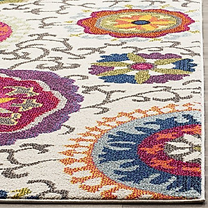 SAFAVIEH Monaco Collection Accent Rug - 3' x 5', Ivory & Multi, Boho Floral Design, Non-Shedding & Easy Care, Ideal for High Traffic Areas in Entryway, Living Room, Bedroom (MNC233A)