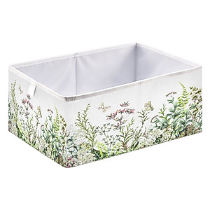 Kigai Wild Flower Butterfly Cube Storage Bins - 11x11x11 In Large Foldable Storage Basket Fabric Storage Baskes Organizer for Toys, Books, Shelves, Closet, Home Decor