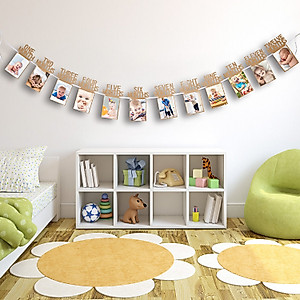 Bememo 1st Birthday Baby Photo Banner for Newborn 12 Month Photo Prop Monthly Milestone Bunting Garland First Birthday Party Decoration