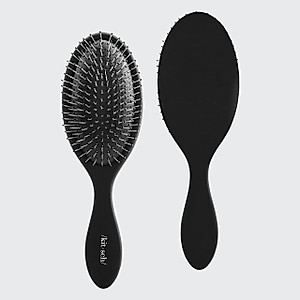 Kitsch Wet Hair Brush Detangling Brush - Soft Bristle Hair Brushes for Women | Straight & Curly Wet Dry Brush | Hairbrush Women for All Hair Types | Hair Detangler Brush | Travel Brush (Black, 1 Pc)