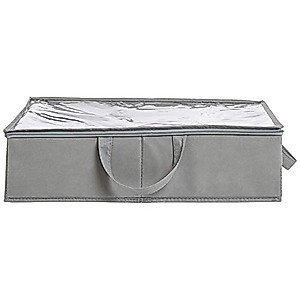 Amazon Basics Under Bed Fabric Storage Container Bags with Window and Handles - 2-Pack, 30.2 x 20 x 5.7 Inches, Gray