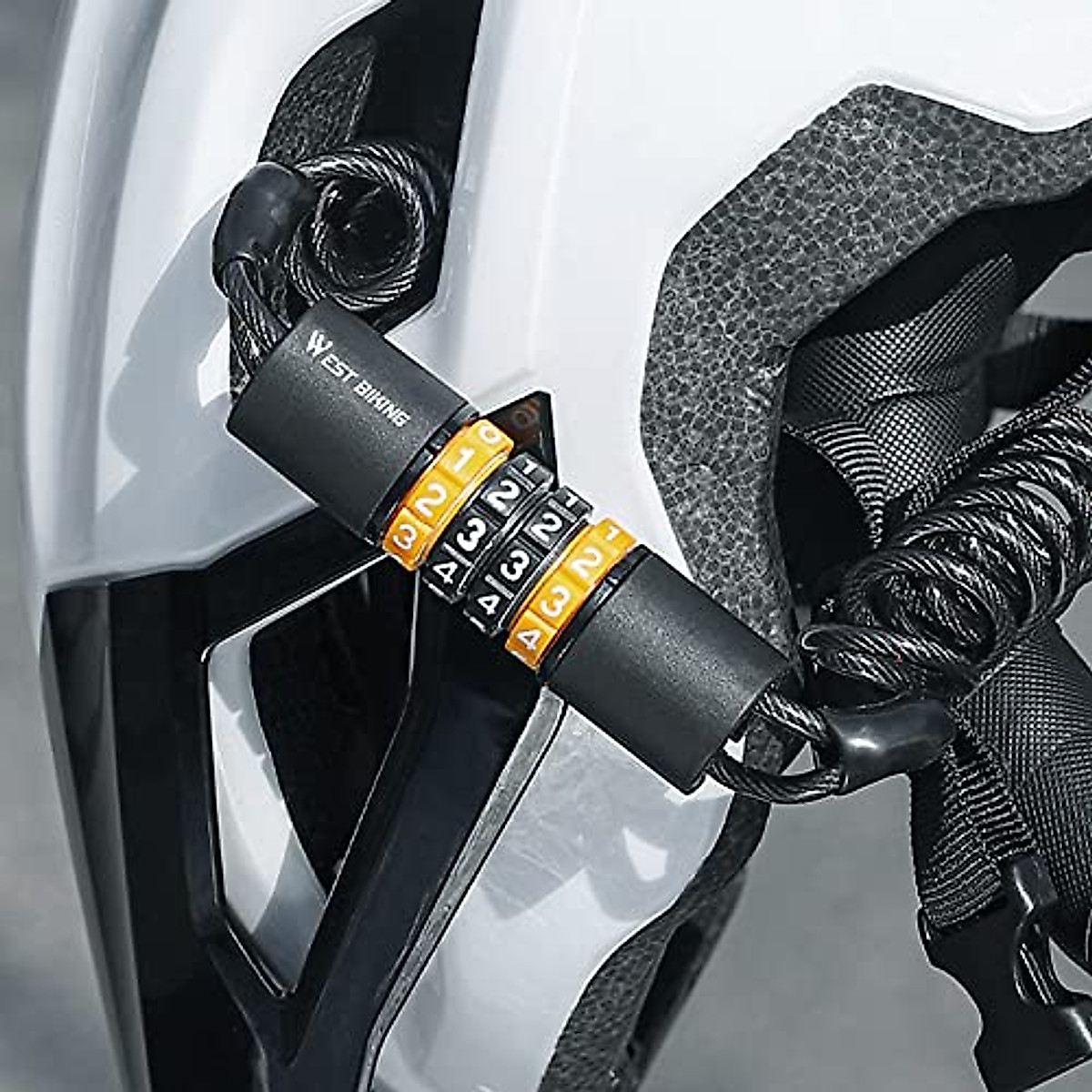 ADBEN Bicycle ty Lock Bike Helmets AntiTheft Elasticity Locks 4 Digits Combination Password Road Bike Steel Cable Lock Portable Cycling Lock