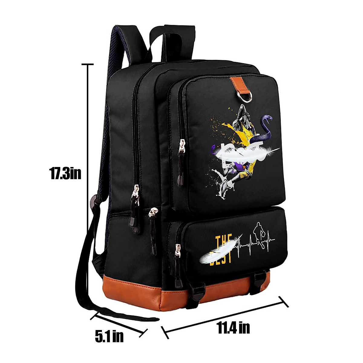 Boys Classic Basketball Backpack 17 Inch 2D Players Sports Basketball Fan Fan Laptop Bag Lightweight Waterproof Shoulder Bag Multi-Function Daypack Player Fans For Women Teen(Style-1)