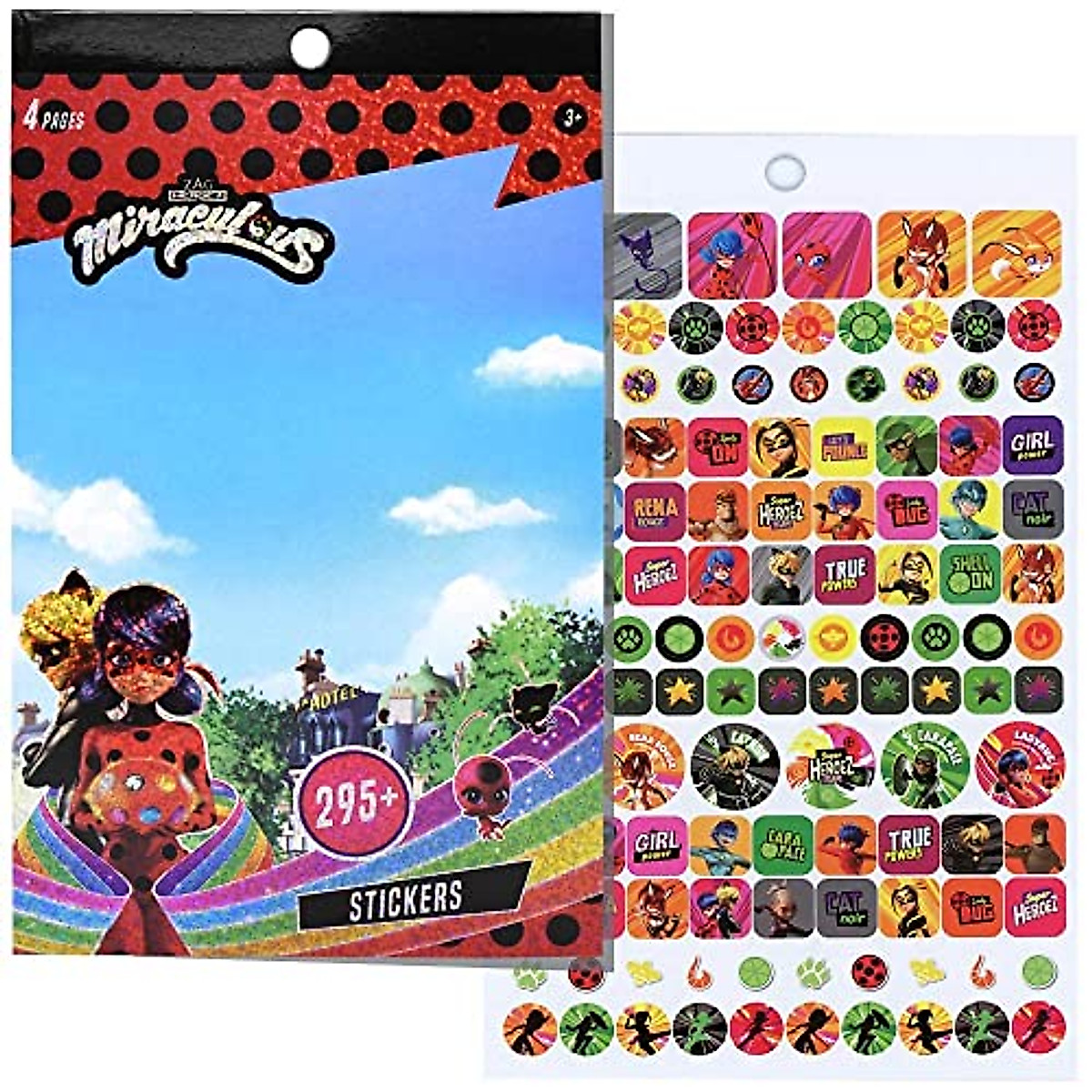 Miraculous Ladybug Sticker Book – Includes 4 Sheets with 295+ Stickers, Personalize Decorate with Collectible Miraculous Ladybug and Cat Noir Sticker Pads, Cute Stickers for Girls and Boys