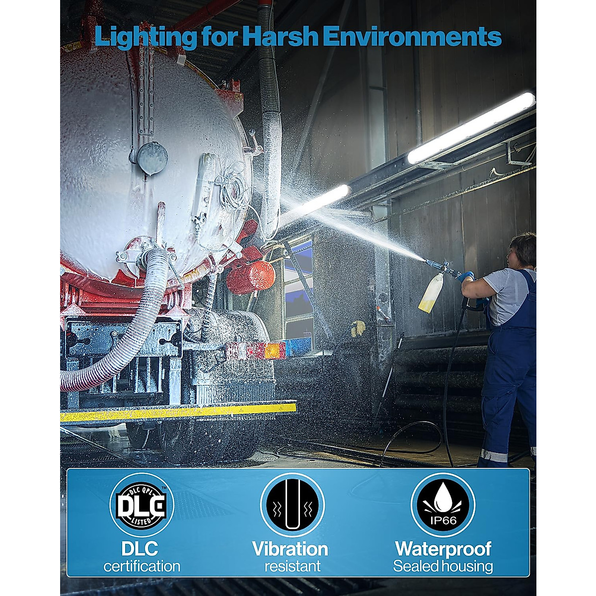 Sunco 4ft LED Vapor Tight Light Indoor Fixture Proof for Shop Light Garage, Car Wash, Workshop, Warehouse, 7000 Lumens, 3500K/4000K/5000K Selectable, 38W/46W/54W Selectable, Dimmable - ETL 4 Pack