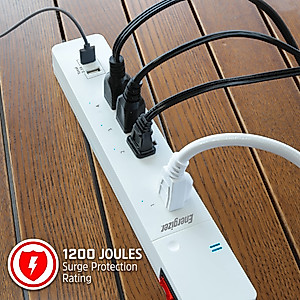 Energizer Smart Wi-Fi 4 Outlet 2 USB Power Strip, 1,200 Joules, Powers 4 Separate Items, Charge Compatible Devices, Compatible with Alexa/Siri/Google Assistant…