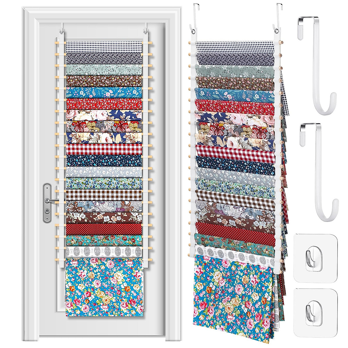 Anglechic Hanging Fabric Storage Organizer Over The Door 20-Shelf Fabric Organizer Wall Mount Fabric Display Sewing Quilting Fabric Collection with 4 Hooks for Folding and Storing Fabric (Large)