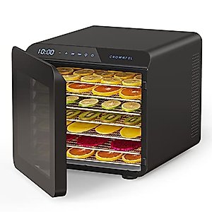 CROWNFUL Food Dehydrator Machine, 7 Stainless Steel Trays, Dryer for Jerky, Vegetable, Fruit, Meat, Dog Treats, Herbs, and Yogurt, Equipped Safety Over-Heat Protection, Digital Timer and Temperature Control, ETL Listed, 30+ Free Online Recipes, Black