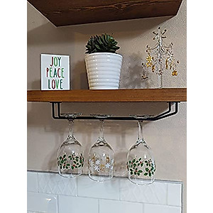 RedDreamer 14-Inch Black Wine Glass Rack, Under Cabinet Wine Glass Holder Stainless Steel Stemware Rack - Hanging Stemware Holder for Cabinet Kitchen Bar, Set of 4