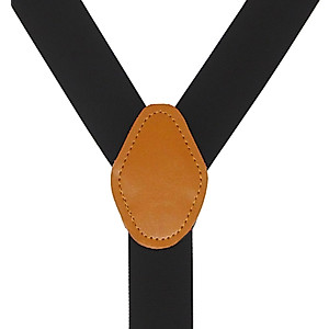 Doloise Mens Suspenders with 3 Swivel Hooks Belt Loops 1.4 Inch Wide Heavy Duty Adjustable Braces (Black)