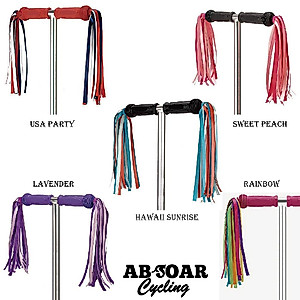 ABSOAR Cycling Bike Streamers Christmas Family Girls Boys Kids Bicycle Tassel Ribbon Handlebar Scooter Streamers 2 Pairs, U.S.A. Party