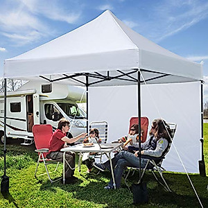 Yaheetech 10 x 10 Pop Up Commercial Canopy Tent with 4 Removable Sidewalls, Sandbags, Stakes & Ropes, Waterproof Instant Canopies for Wedding Party Commercial Event Pavilion, White