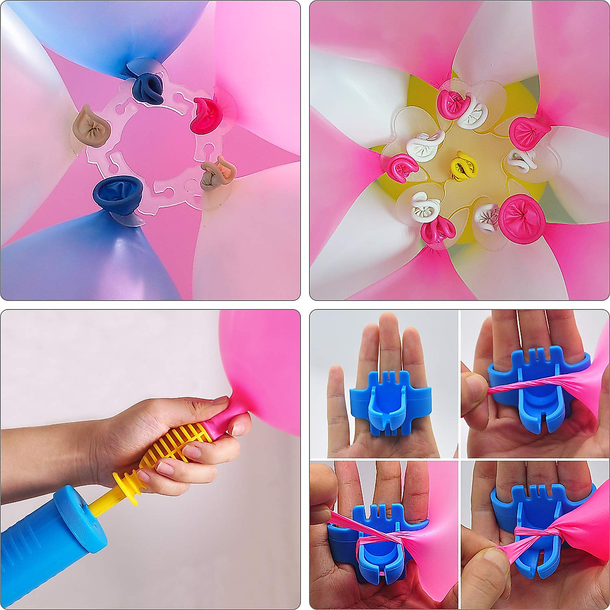 Balloon Arch Kit, 9FT Tall &10Ft Wide Adjustable Plastic Balloon Column Stands Set with Water Fillable Bases and Water Bag 50 Balloon Clips,1 Manual Pump,2 Knotter, Dot Glue,2 Flower Clips...