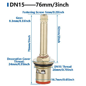 76mm/3inch DN15 Brass Ceramic Stem Ceramic Disc Cartridge Faucet Valve Cartridge Replacement Faucet Repair Replacement Parts for Bathroom Kitchen Tap Sink Faucet (Random color)