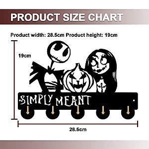 Christmas Nightmare Decor Key Holder for Wall - Jack Cartoon Sally Gothic Wall Decor Key Organizer with 5 Hooks - for Halloween Decor - Christmas Nightmare Gifts for Kids Girls