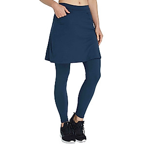 alvon Women Knee Length Skirts with Leggings Modest Skirt with Leggings Golf Skirt with Leggings Athletic Skort with Leggings Hiking Navy L