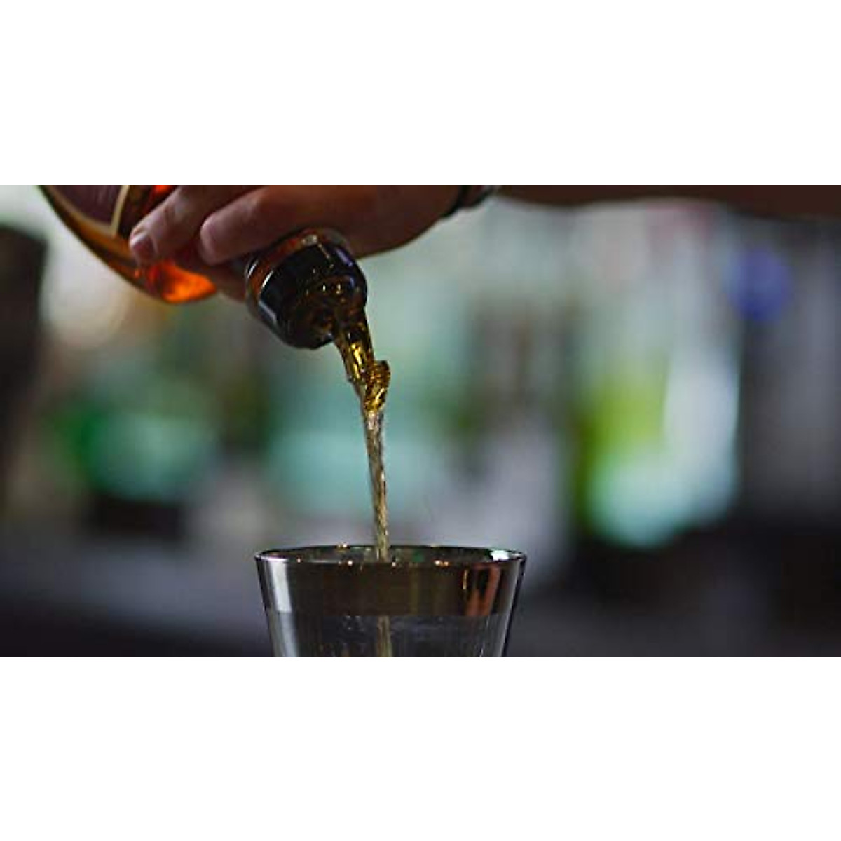 AmeriPour - Whiskey Pourer for Liquor Bottles – With Flap - Made 100% In USA. Great Whiskey Gift For The Home Bar! (1, Amber - Large Cork)