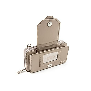 WalletBe Women's Wallet RFID Cell Phone Purse Leather Crossbody with Accordion Pebbled Taupe