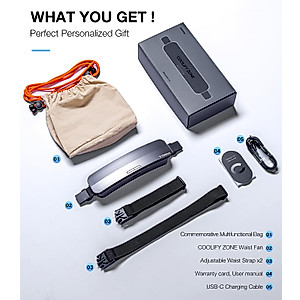 TORRAS 2024 COOLiFY ZONE Wearable Waist Fan with Max 15H Working Time, Strong Wind Power for Full Body Cooling fan, Rechargeable Belt Fan, Durable and Suitable for Outdoor Work and Sports