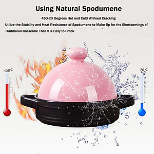 MYYINGBIN Orange Tagine Pot Heat-Resistant Ceramics Slow Cooker Micro Pressure Cooker Clay Casseroles with Anti-Scalding Handle, 21.5cm