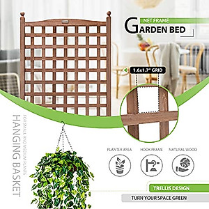 VIVOHOME Wood Planter Raised Bed with Trellis, 48 Inch Height Free-Standing Planter for Garden Yard