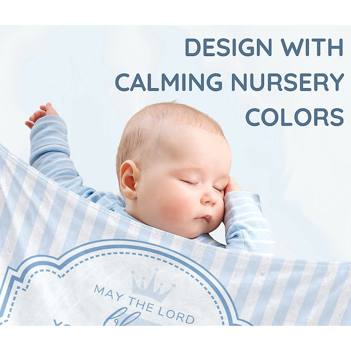 Baptism Gifts for Boys, Girls - Baptismal Gifts, Christening Gifts for Baby Boys, Girls - Baby Dedication Gifts from Godmother, Godfather, Godparent - Blue and White Flannel Blanket, 30"x 36"