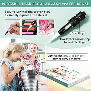 Junreox 12Pcs Watercolor Brush Pens, Premium Water Brush Pen Leakproof with Assorted Tips, Water Brush Pens for Watercolor, Refillable Watercolor Pens, Watercolor Paint Pens, Arts Value Set