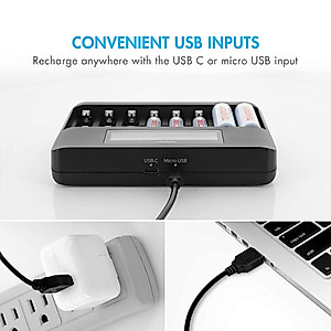 Tenergy 16 Pack AA and AAA Rechargeable Batteries and Compatible Charger, Precharged 8xAA and 8xAAA Batteries Ideal for Everyday Household Electronics…