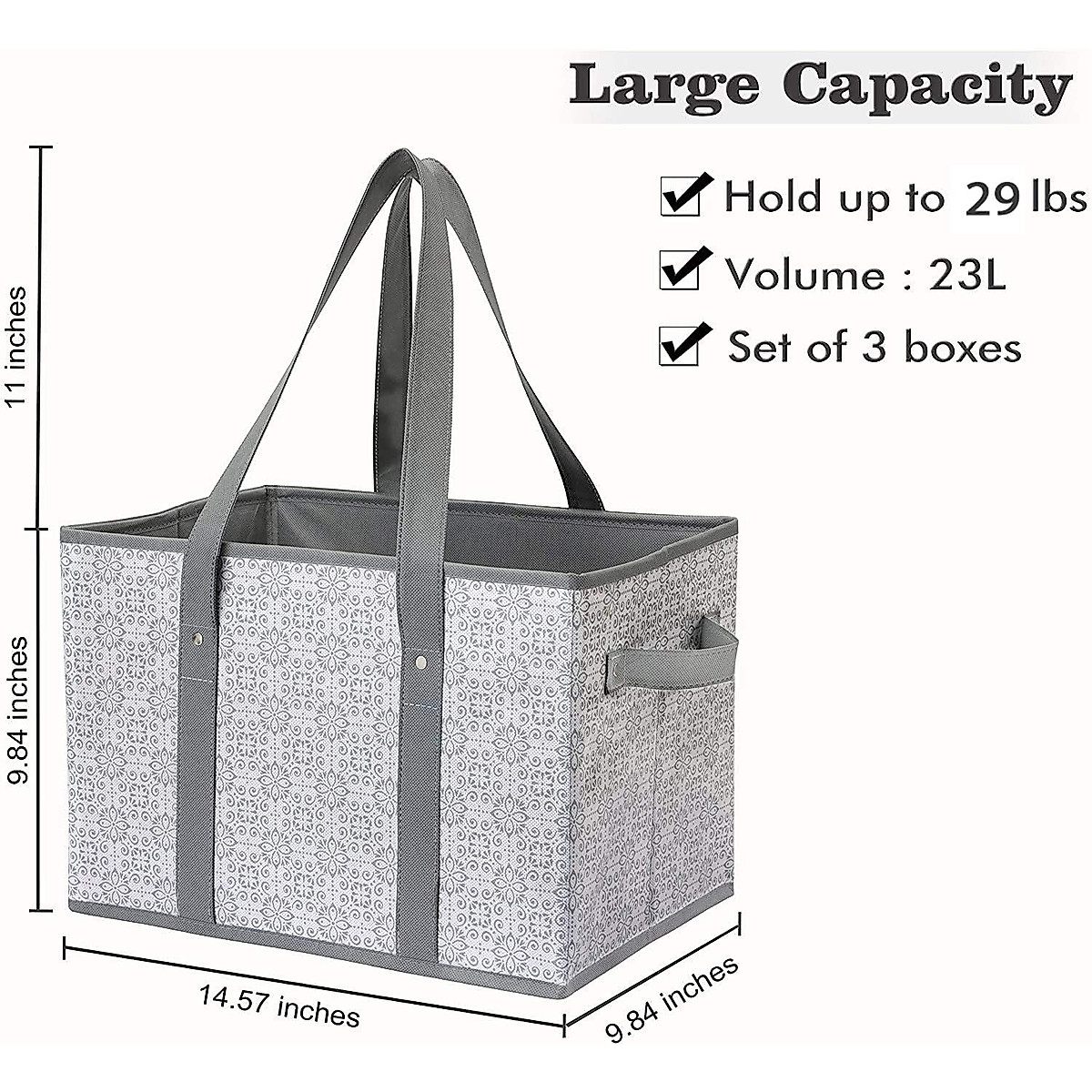 WISELIFE Reusable Grocery Bags [3 Pack],Large Grocery Tote Bag Water Resistant Shopping Bags Foldable Grocery Bag for Clothes,Toys,Shoes and Picnic