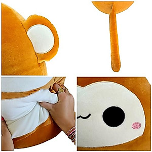 Snuggaboos Jumbo 17 Inch Mia The Monkey Plush Squish Pillow Original: Super Soft Cute Stuffed Animal Toy with Extra Long Tail - Perfect Plushie Gift for Kids, Adults and Baby