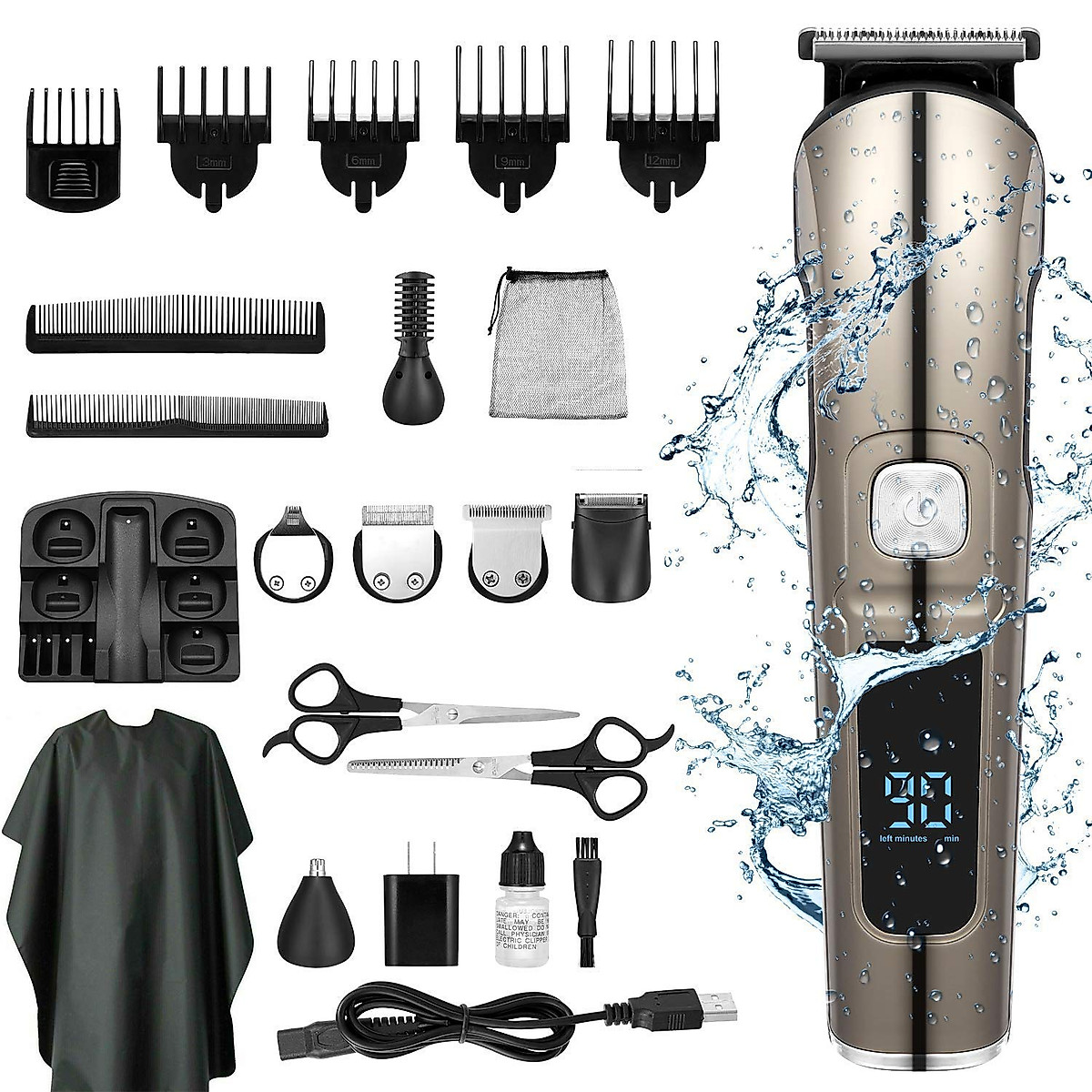 K Cordless Hair Clippers For Men Professional,Beard Nose Hair Trimmer,Grooming Kit For Men,Clippers For Hair Cutting Tools,Gift For Men/Dad/Husband/Boyfriend/Brother/Kid,Rechargeable LED Display