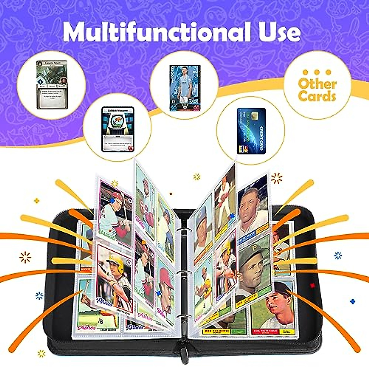 4 Pocket Card Binder with 400 Sleeves,Carrying Case Binder for Boys And Girls, Collectible Trading Card Binder Albums For Cards,TCG, CCG