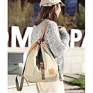 Cayla 3 Ways Canvas Purses Handbags Totes Shoulder Bag Backpack Hobo For Women (Khaki)