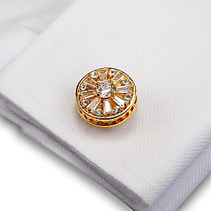 VIILOCK 18K Gold Plating Crystal Cufflinks for Men Wedding Gift Mens Cuff Links