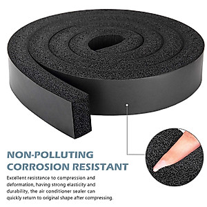 13Ft NBR+PVC Air Conditioner Foam Seal Insulating Strip 2 Roll 1 x 1 Inch 6.5 Feet Long Heavy Duty Window Seal Weather Stripping with High Resilience No-Adhesion
