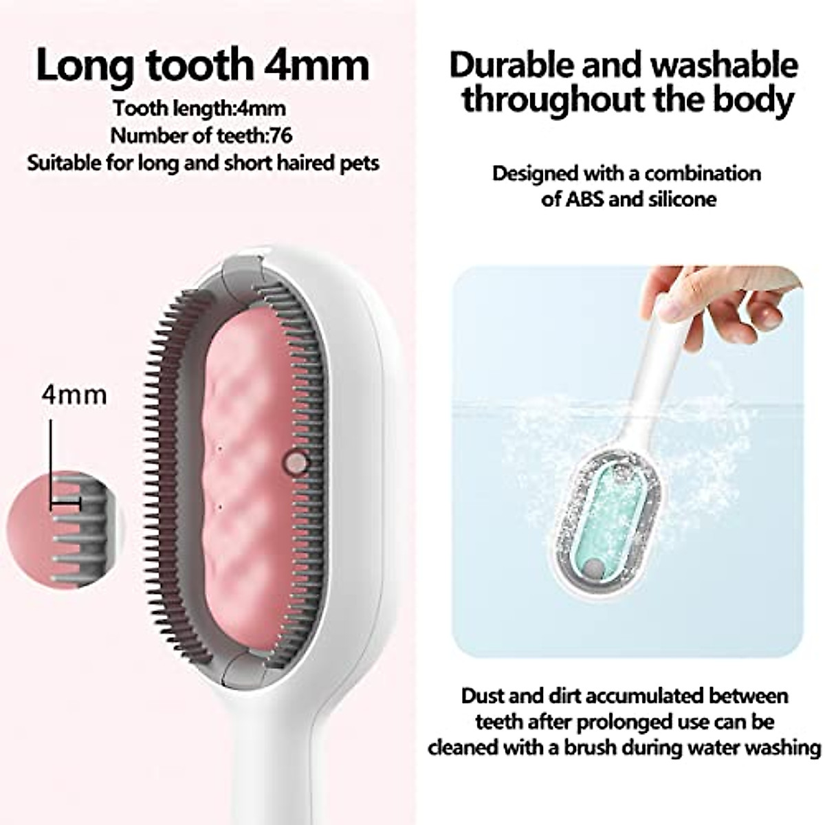 LogFaadCoi Grooming Brush, Pet Hair Brush with Water Tank Design for Cats & Dogs, Long Haired & Short Haired, Rabbits, Self Cleaning Brush, 1 Count, Blue