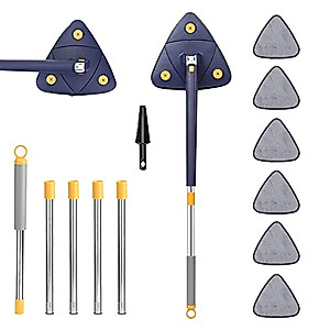 Dust Mop Microfiber Cleaning Floor: Adjustable Rotatable Wall Mops - Long Handle Dry Wet Mop for Baseboard