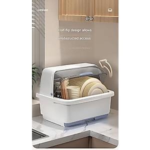 With lidDish Drainer Rack Plate, Silverware, Pots and Pans Drying Rack Chopstick holder Cup Holder,Multifunctional Dish Rack for Kitchen Counter,Dish Rack with Drainboard, for Kitchen Counter and Sink