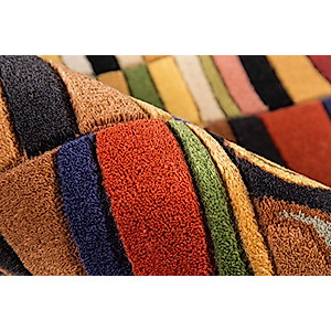 Momeni Rugs New Wave Collection, 100% Wool Hand Carved & Tufted Contemporary Area Rug, 8' x 11', Black