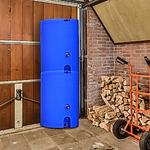 WaterPrepared 160 Gallon Unique Stackable Utility Water Tank with Large Cap for Easy Filling & 2 Spigots, Fits Through Standard Doorway, Blue (2 Pack)