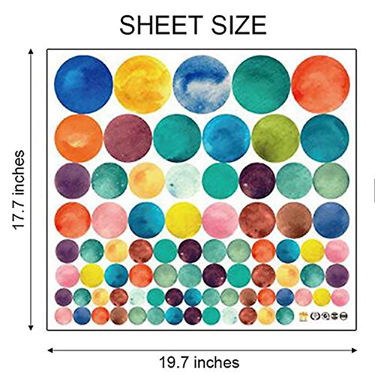 Coobbar 147 Count Multi Size Polka Wall Decals, Peel and Stick Wall Stickers, Rainbow Wall Decals for Kids Room, Living Room, Bedroom(Round and Star)