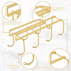 KALYLOC Coffee Mug Holder Under Shelf, Durable 8 Hooks Coffee Mug Hangers Under Cabinet, Champagne Cup Hanger Organizer for Kitchen Utensils Scarf Keys Storage