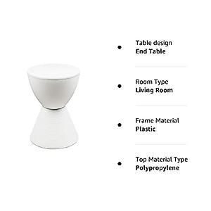 LeisureMod Boyd Modern Accent Side Table End Table Indoor and Outdoor Use, 16.75" H x 11.75" W x 11.75" D (White)